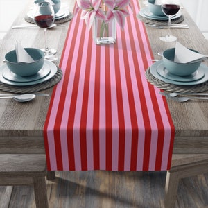 Pink & Red Stripe Table Runner | Riviera Collection | Fun Bright Party ...