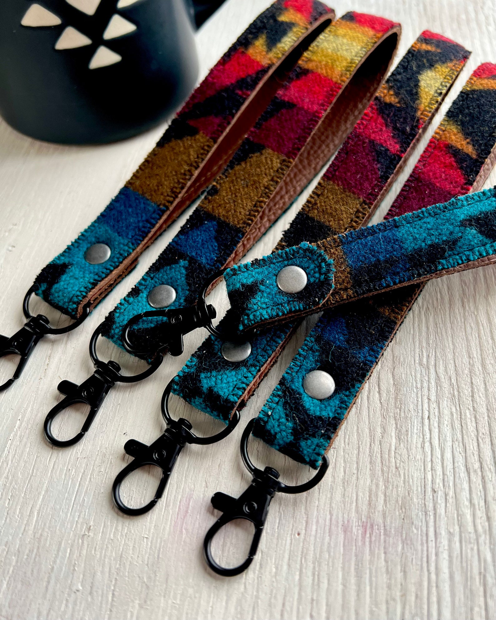 Southwestern Key Fob || Echo Canyon Native Wool and Leather || Rosebud ...