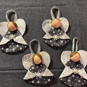 Handcrafted Calico Angel Ornament – Red, Silver, or Blue - Etsy