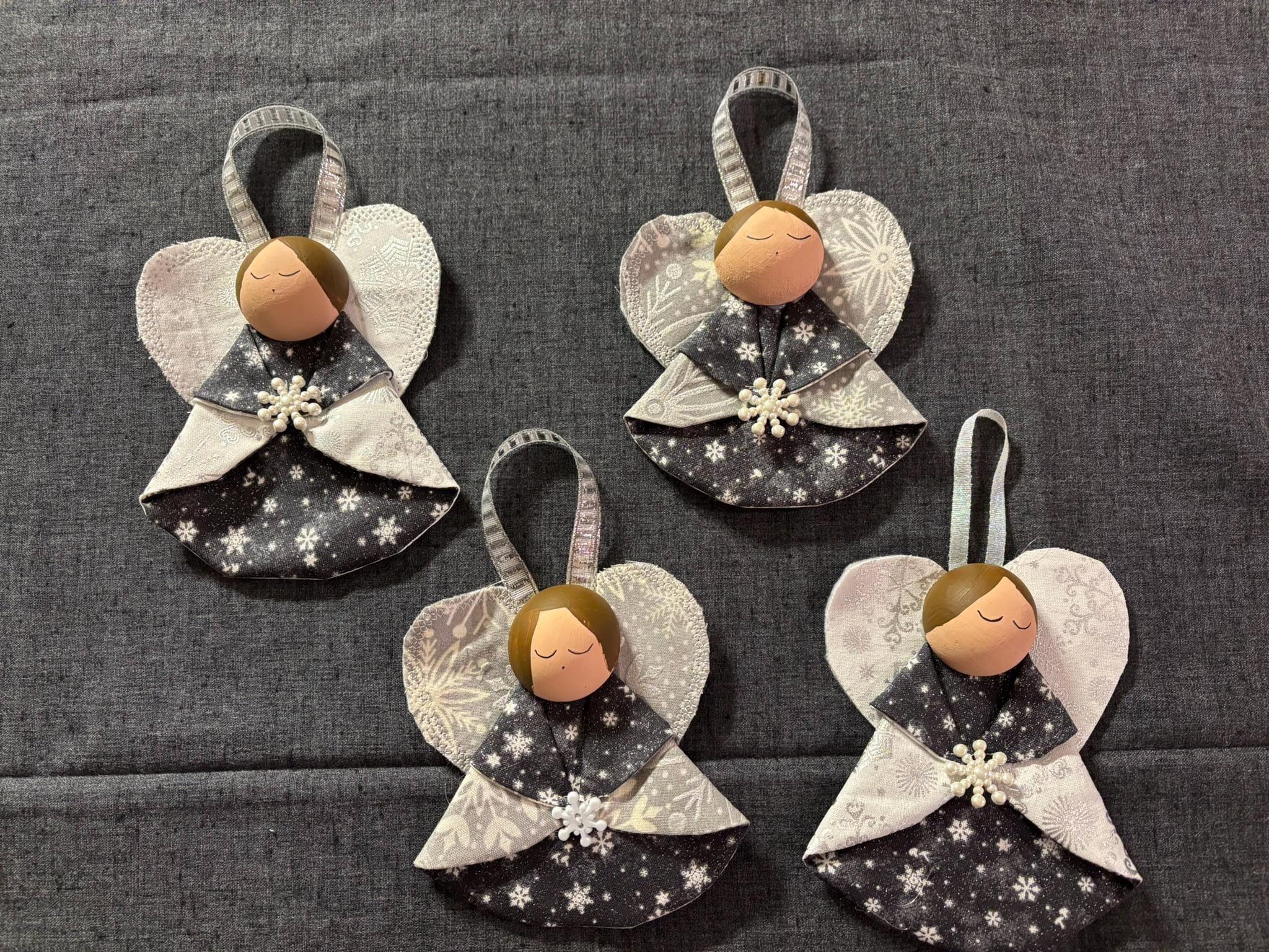 Handcrafted Calico Angel Ornament – Red, Silver, or Blue - Etsy