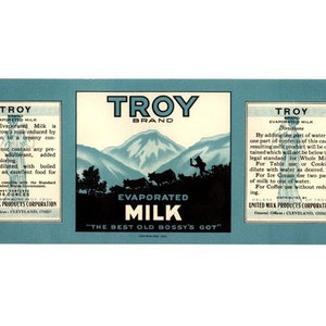 Troy Evaporated Milk Vintage Label - Etsy