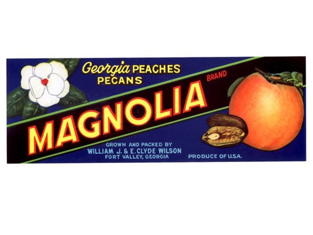 Magnolia Brand Georgia Peach & Pecan Crate Label - Etsy