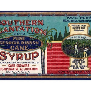 Southern Plantation Georgia Cane Syrup Label - Etsy