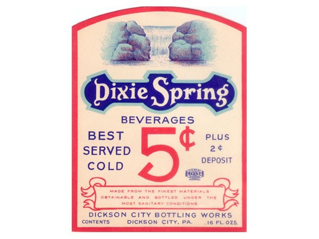 2 Dixie Spring Vintage Soda Labels - Etsy