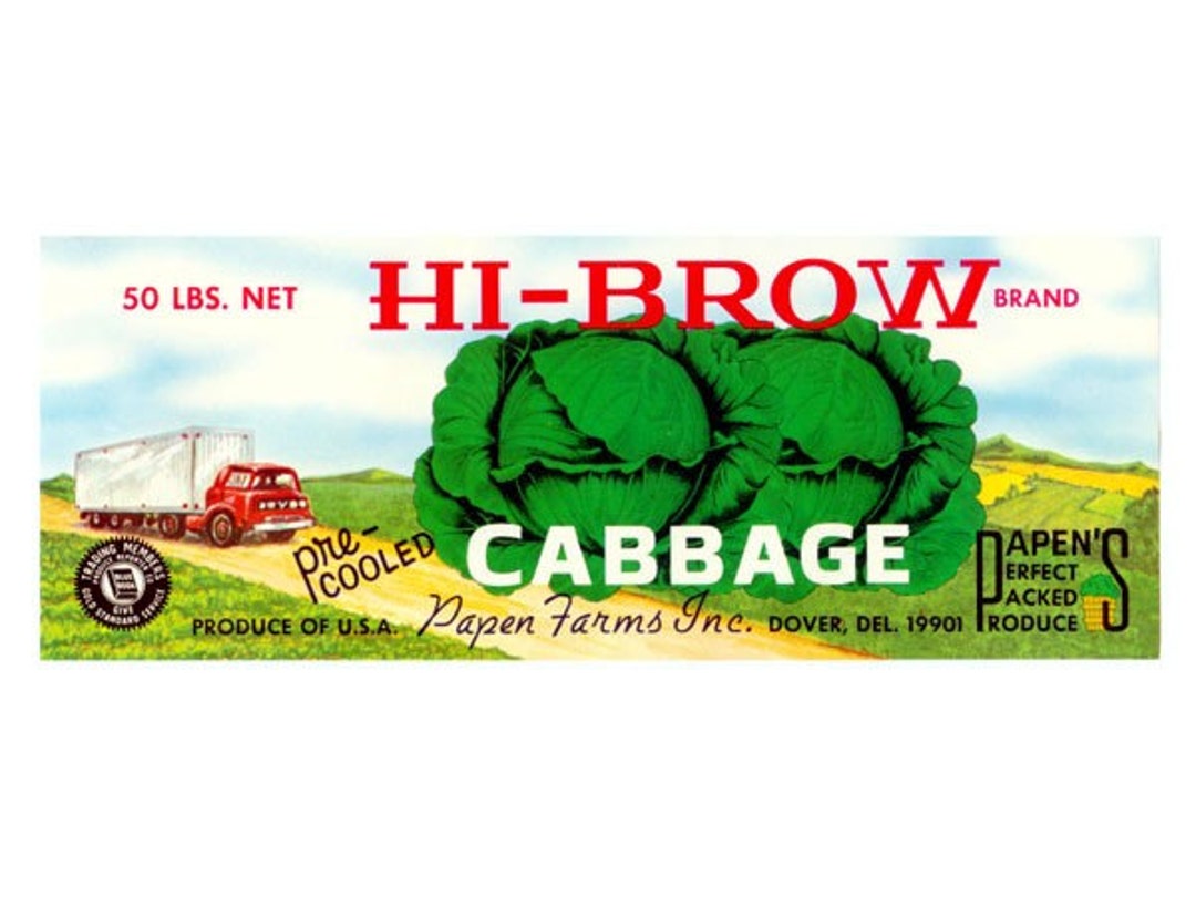 HI-BROW Delaware Cabbage Crate Label - Etsy