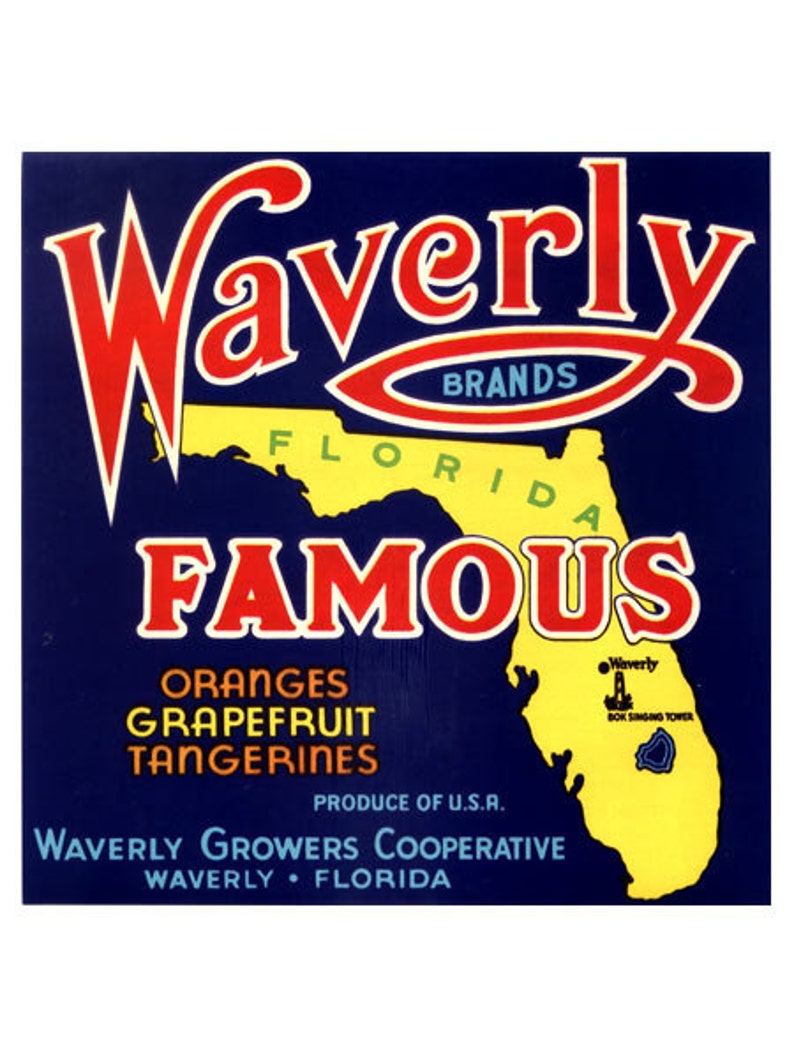 Waverly Famous Florida Citrus Crate Label - Etsy