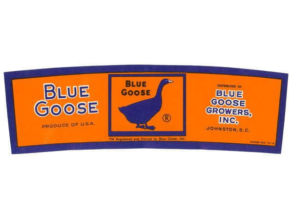 Blue Goose South Carolina Peach Basket Label - Etsy