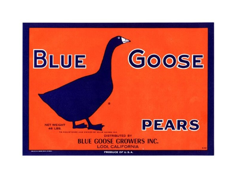 Blue Goose California Pear Crate Label - Etsy