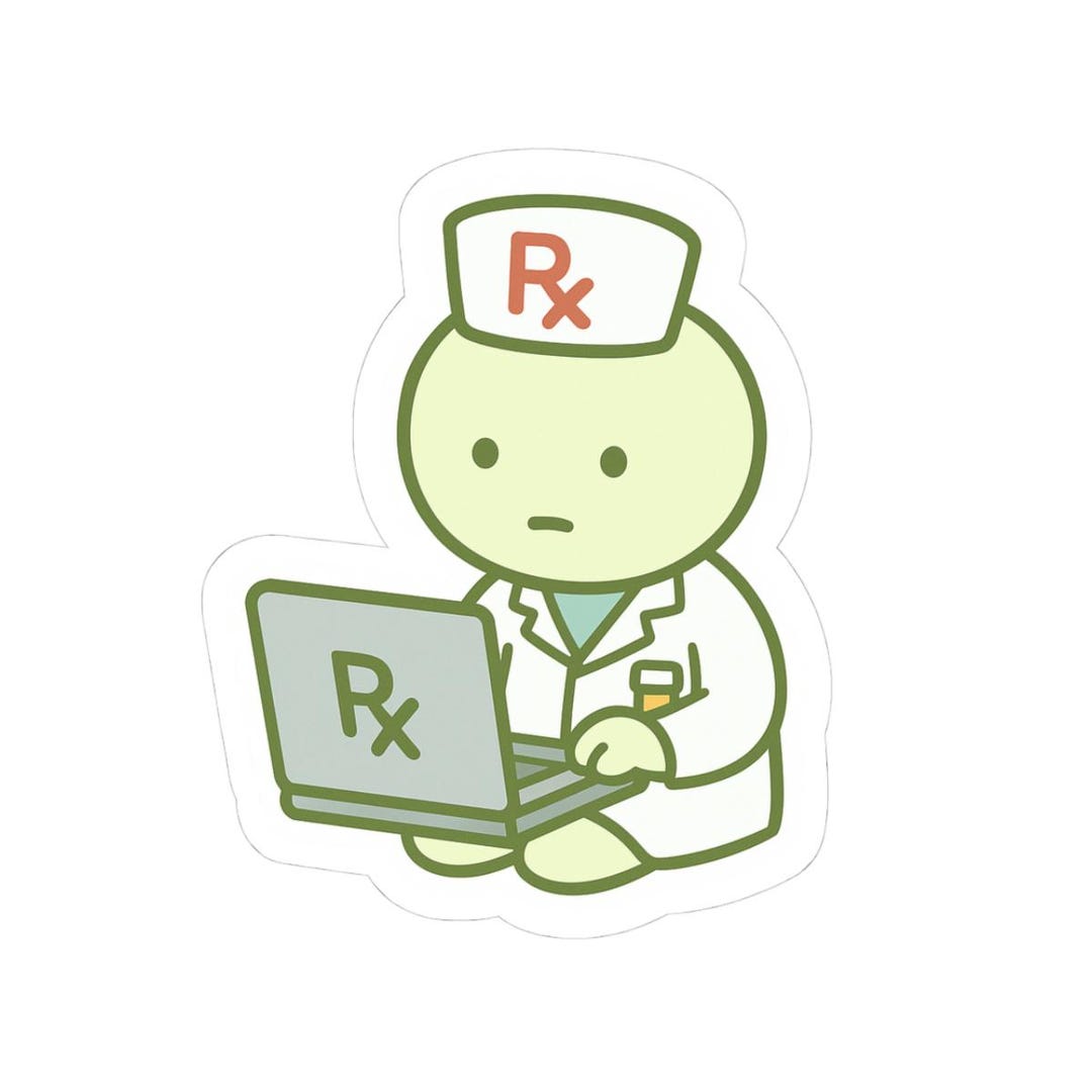 Smiski-inspired Pharmacist Sticker, Glow-style Pharmacy Vinyl Sticker ...