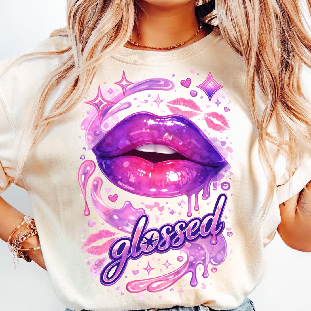 Gloss Lip Design PNG Pink & Purple Lip Artwork and Bold Feminine Lip ...