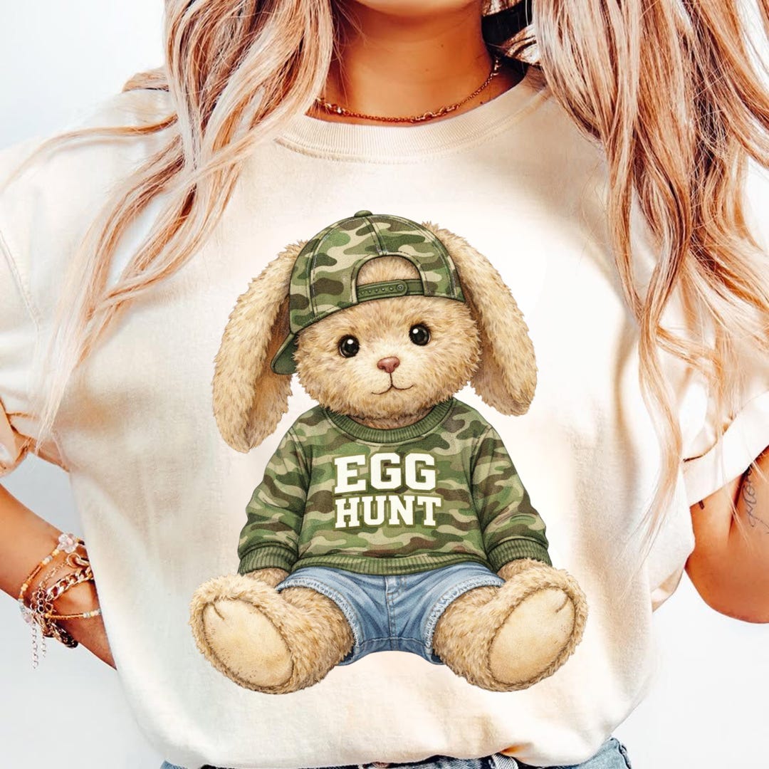 Camo Easter Bunny PNG, Egg Hunt Illustration, Happy Easter Bunny Png ...