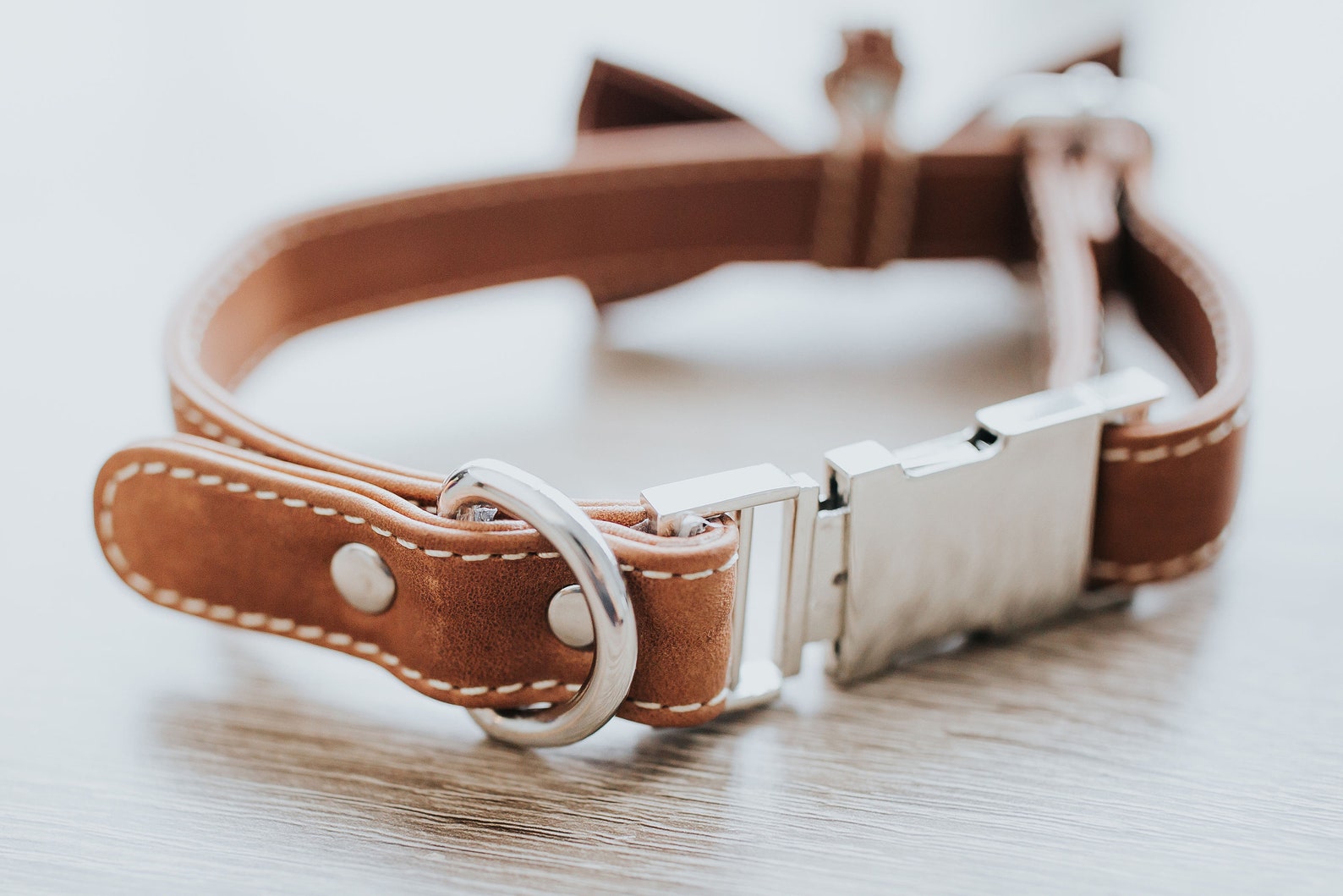 Boy Dog Collar With Bow Tie - Leather Dog Collar - Quick Release Collar ...
