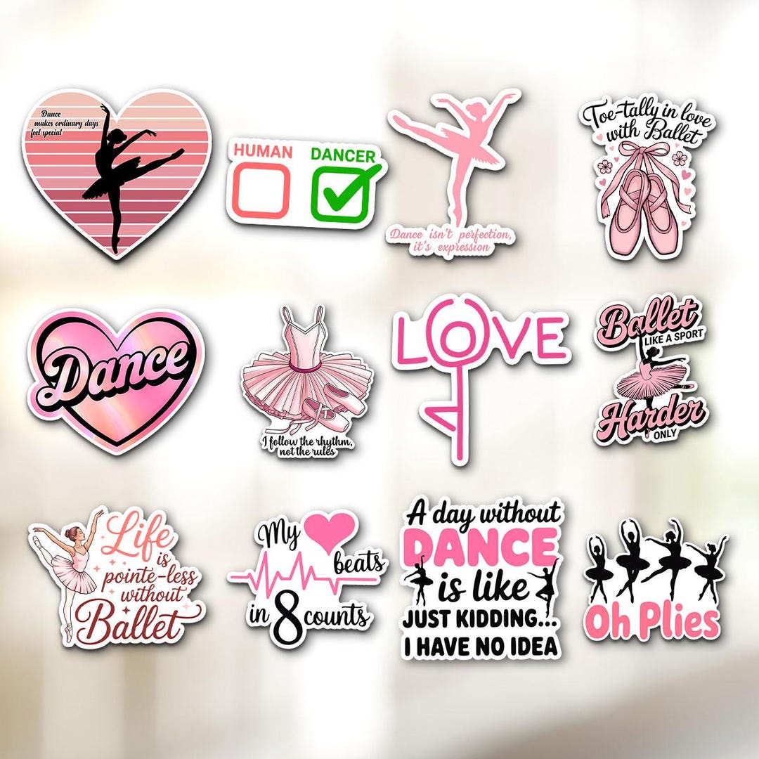 Funny Dance Sticker Pack, Cute Ballet Lover Decals, Ballerina Life Art ...