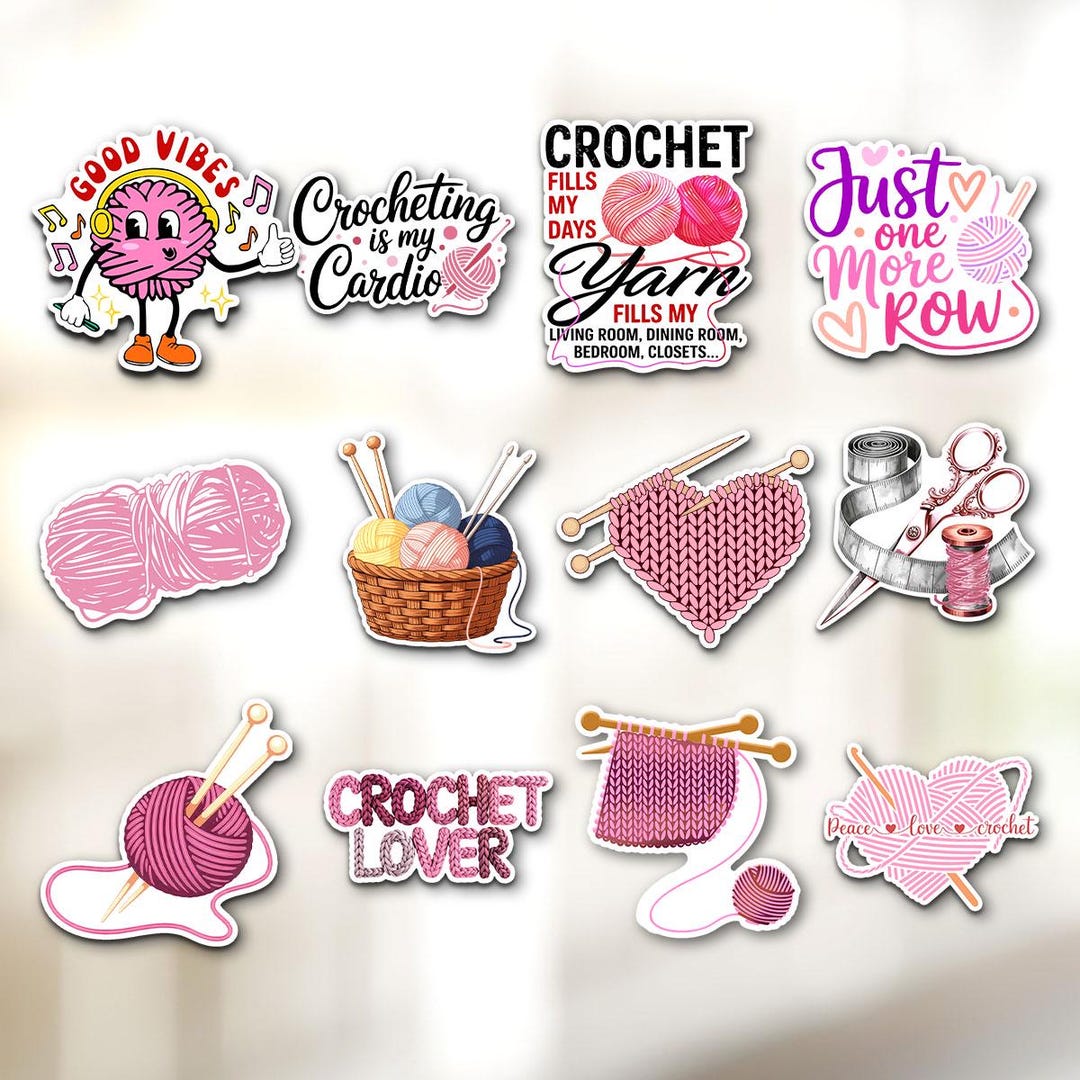 Funny Crochet Sticker Pack, Yarn Lover Gift, Crocheting is My Cardio ...