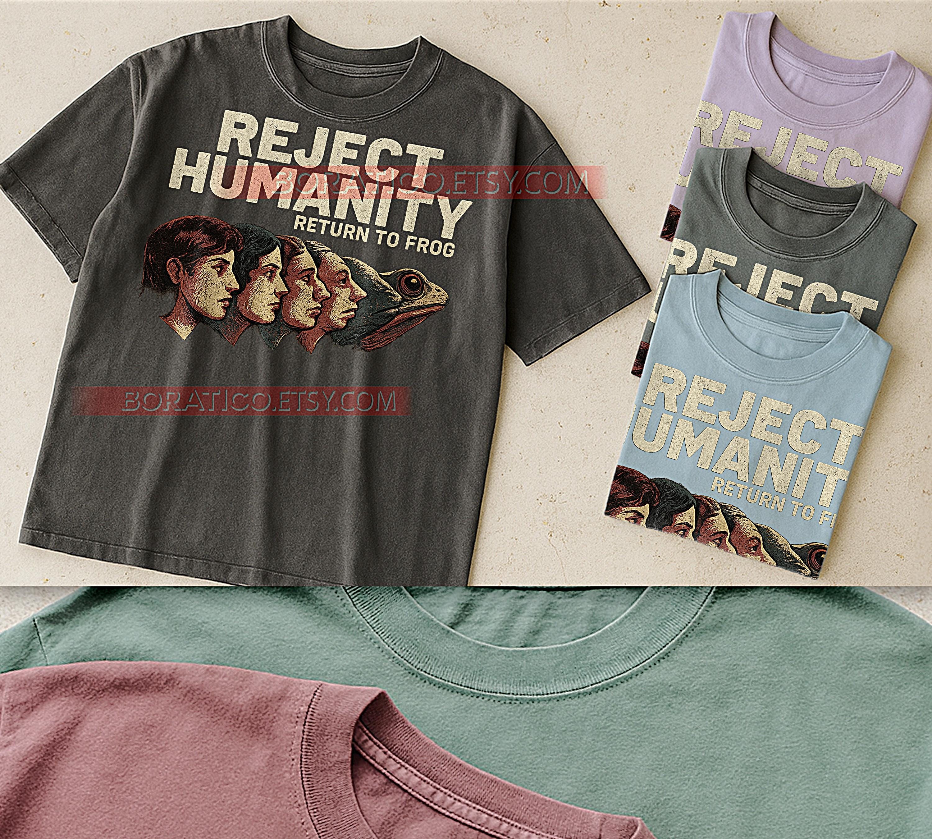 Reject Humanity Return to Frog T-shirt, Retro Cartoon Frog Meme ...