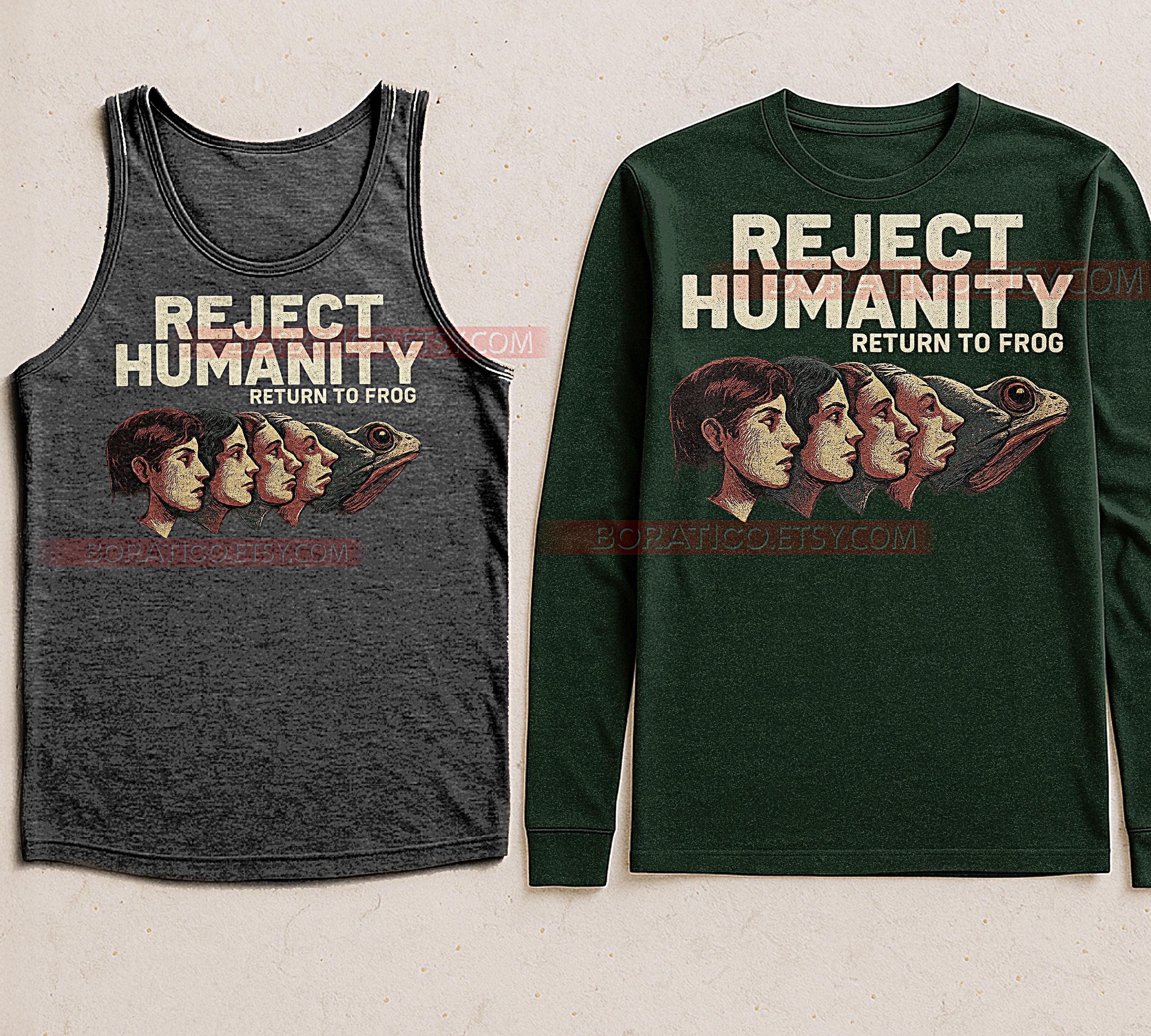 Reject Humanity Return to Frog T-shirt, Retro Cartoon Frog Meme ...