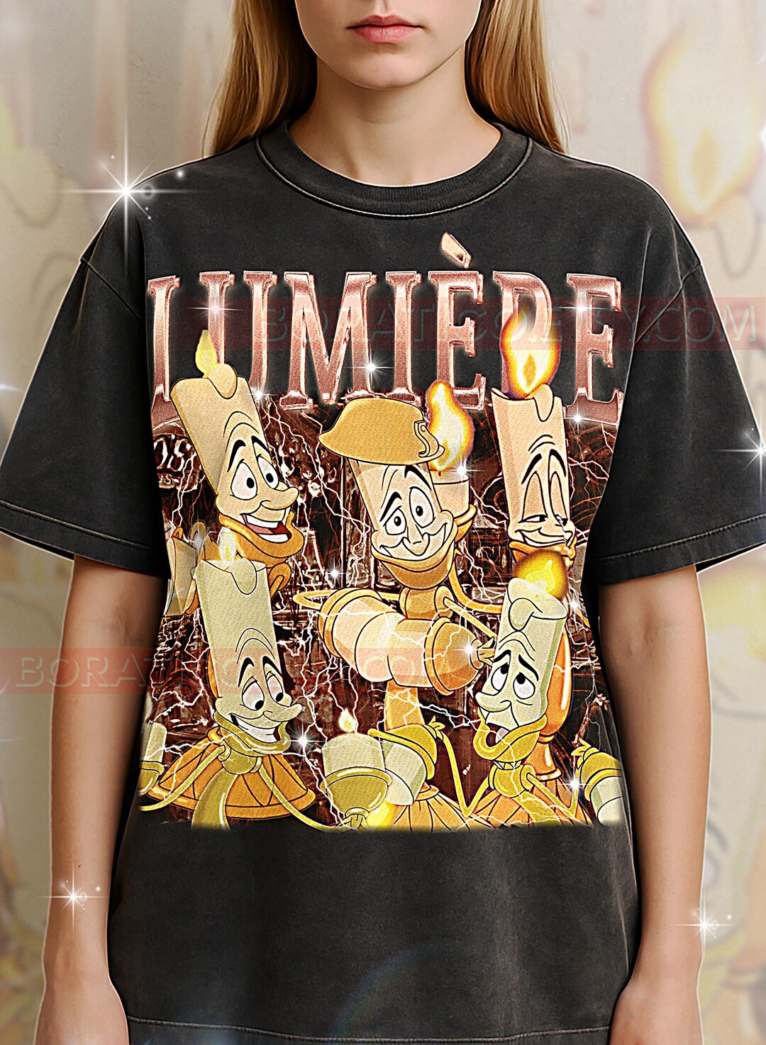 Lumière, Beauty and the Beast (1991) T-shirt, Vintage Animated ...