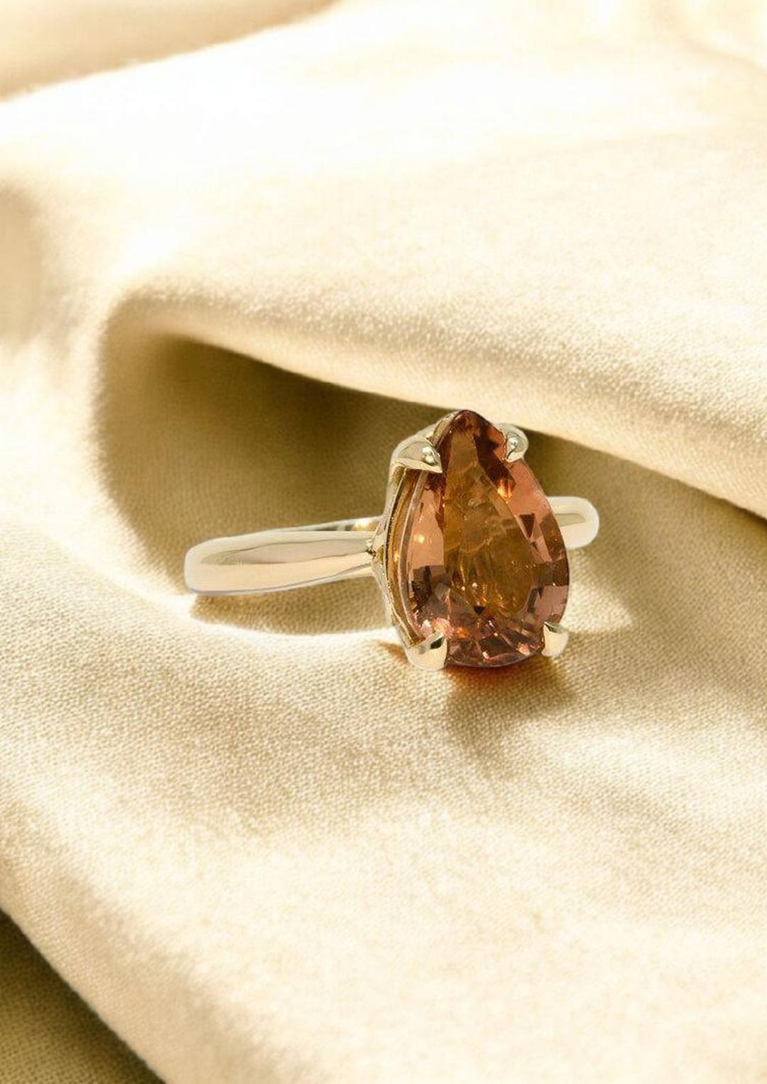 14K Gold Morganite Ring, Peach Stone Ring, Morganite Ring, Engagement ...