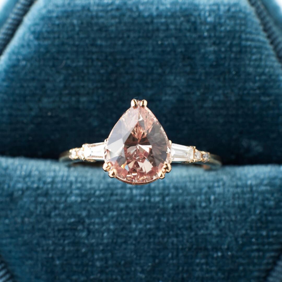 14K Gold Morganite Ring, Peach Stone Ring, Morganite Ring, Engagement ...