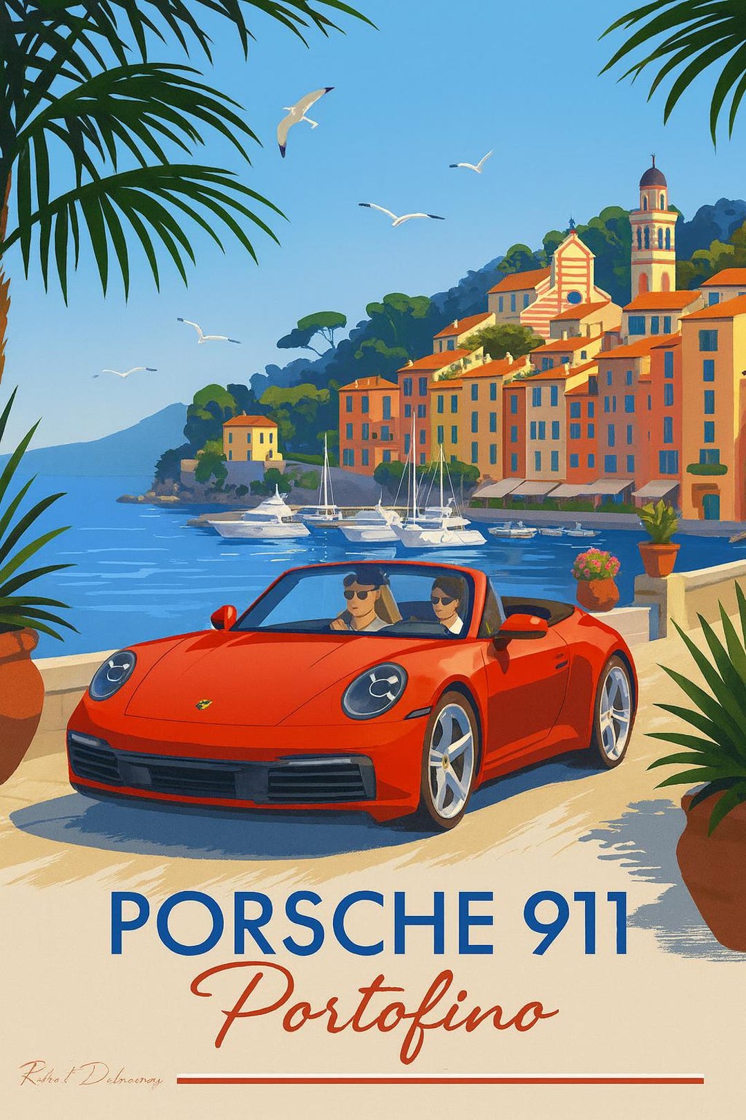 Porsche 911 Portofino Wall Fine Art Poster (digital Download) - Etsy