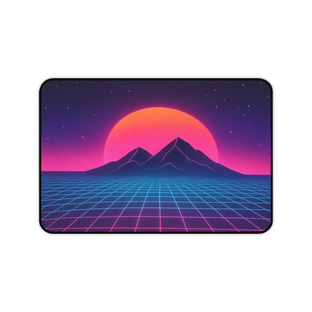 Retro Sunset Desk Mat, Gamer Desk Pad, 80s Aesthetic Office Decor ...