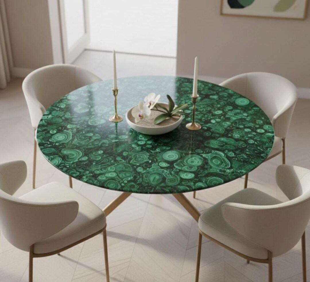 Malachite Green Round Dining Table | Luxury Gemstone Style Table ...
