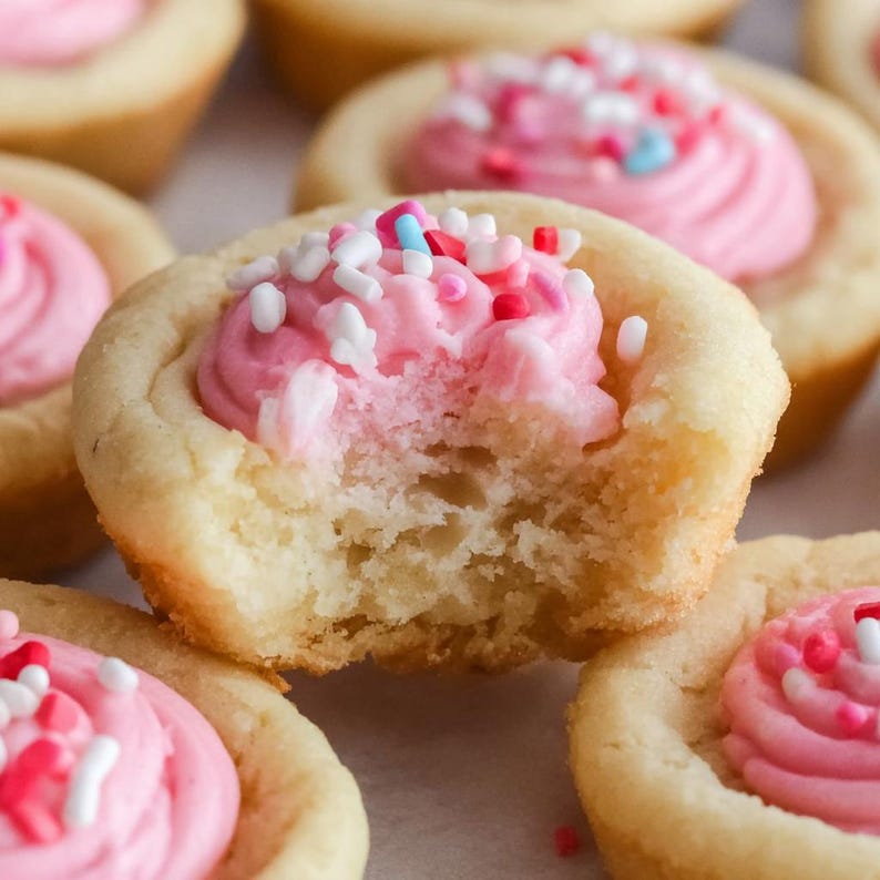 Sugar Cookie Cups Recipe | Mini Frosted Cookies | Valentine Treats PDF ...