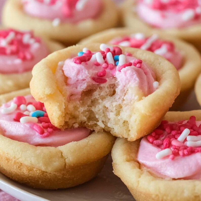 Sugar Cookie Cups Recipe | Mini Frosted Cookies | Valentine Treats PDF ...