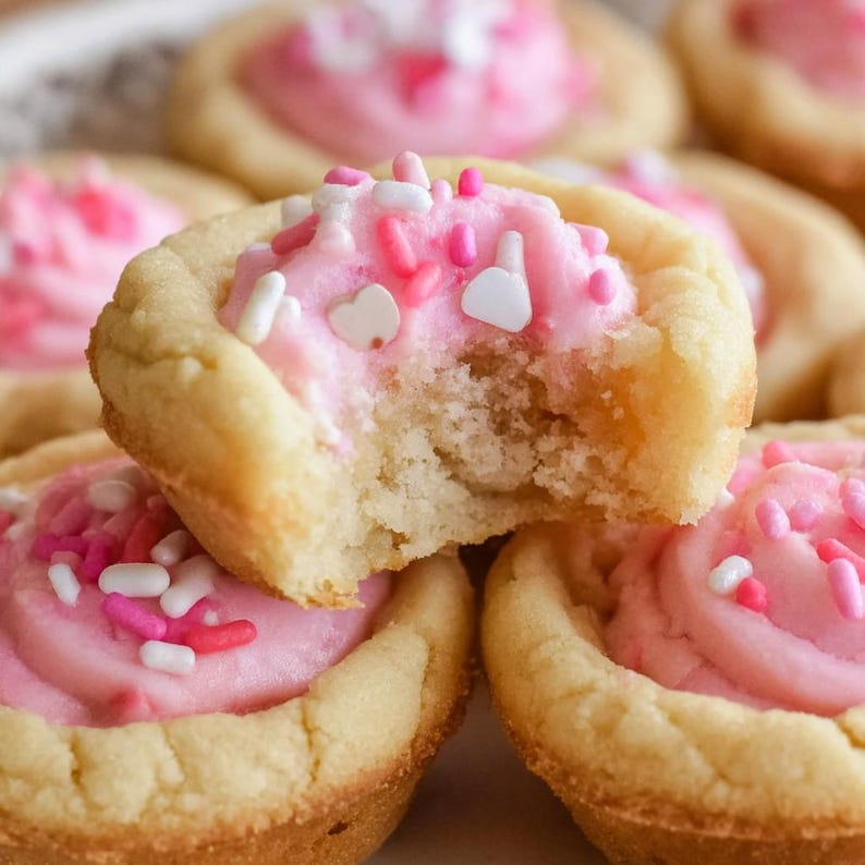 Sugar Cookie Cups Recipe | Mini Frosted Cookies | Valentine Treats PDF ...