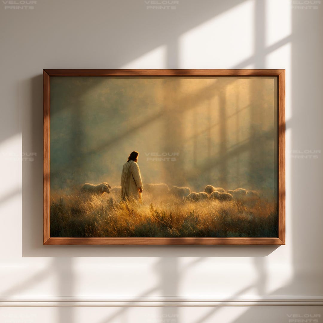 Christ at Sunrise Printable Art, Peaceful Christian Meadow Scene ...