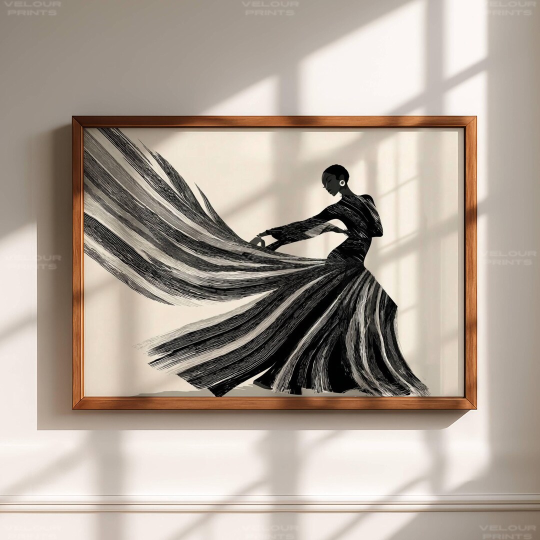 Whispers of Motion Print | Black & White Abstract Woman Art ...