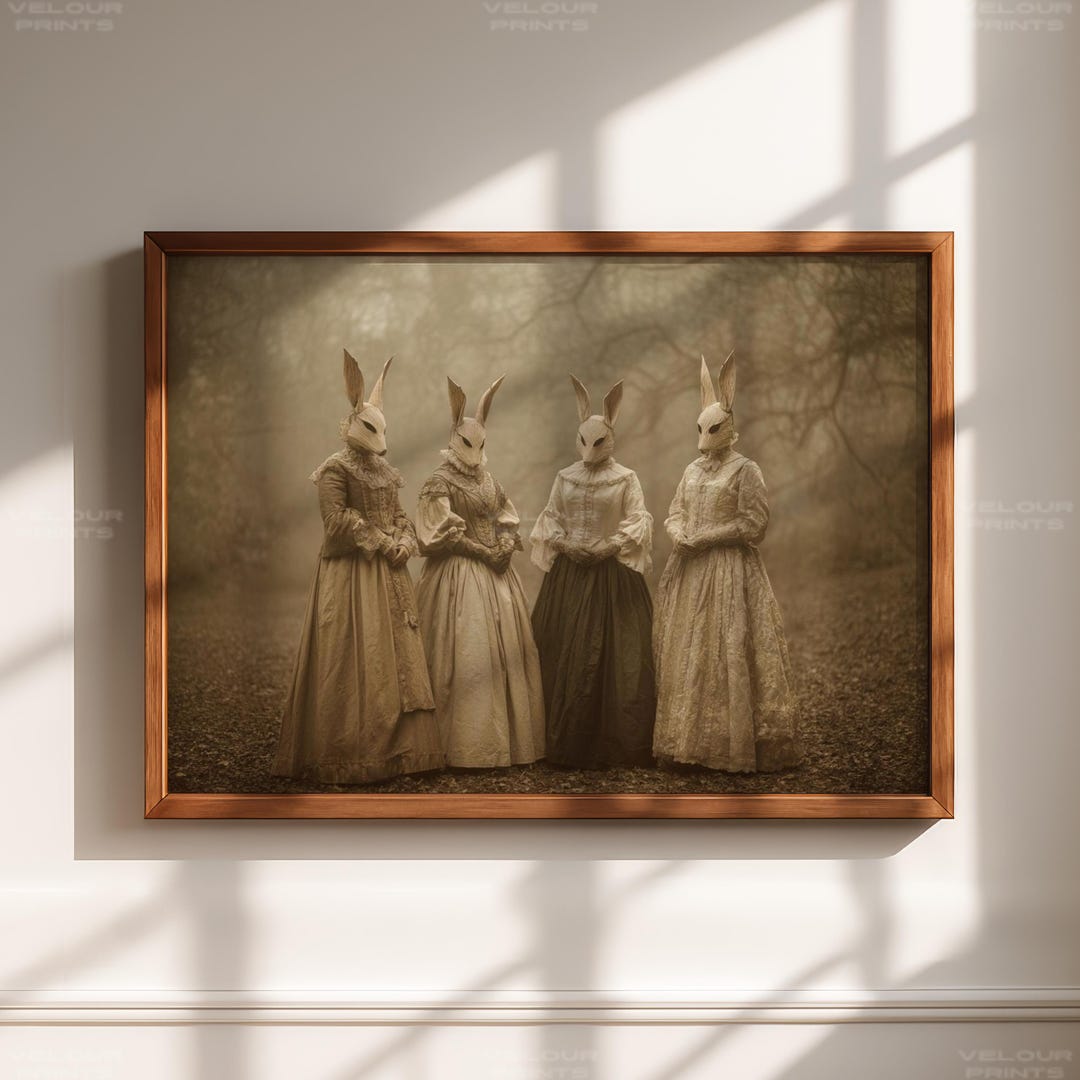Victorian Rabbit Ritual Print | Gothic Woodland Ceremony Art | Odd ...