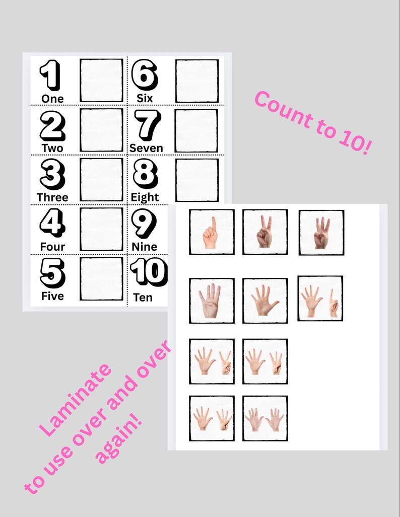 Count to 10 Matching Activity | Printable Numbers and Fingers Cut ...