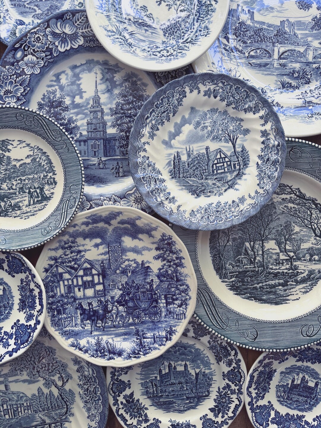 Vintage Blue & White Transferware Plate – Pastoral Scene – English ...
