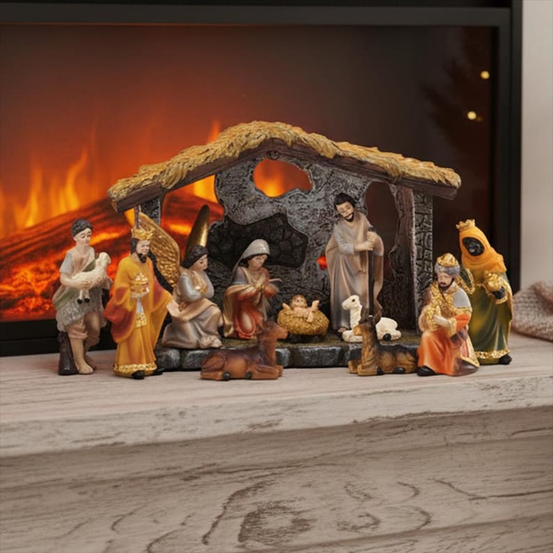 Mini Resin Nativity Set – Hand-painted Christmas Manger Scene, Holy ...