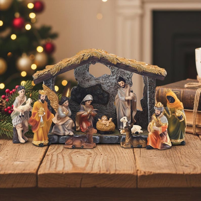 Mini Resin Nativity Set – Hand-painted Christmas Manger Scene, Holy ...
