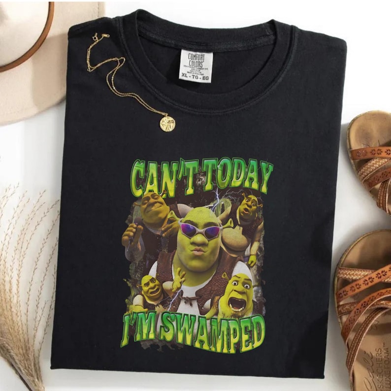 Comfort Colors Funny Shrek Meme Shirt: Can't Today I'm Swamped - Etsy