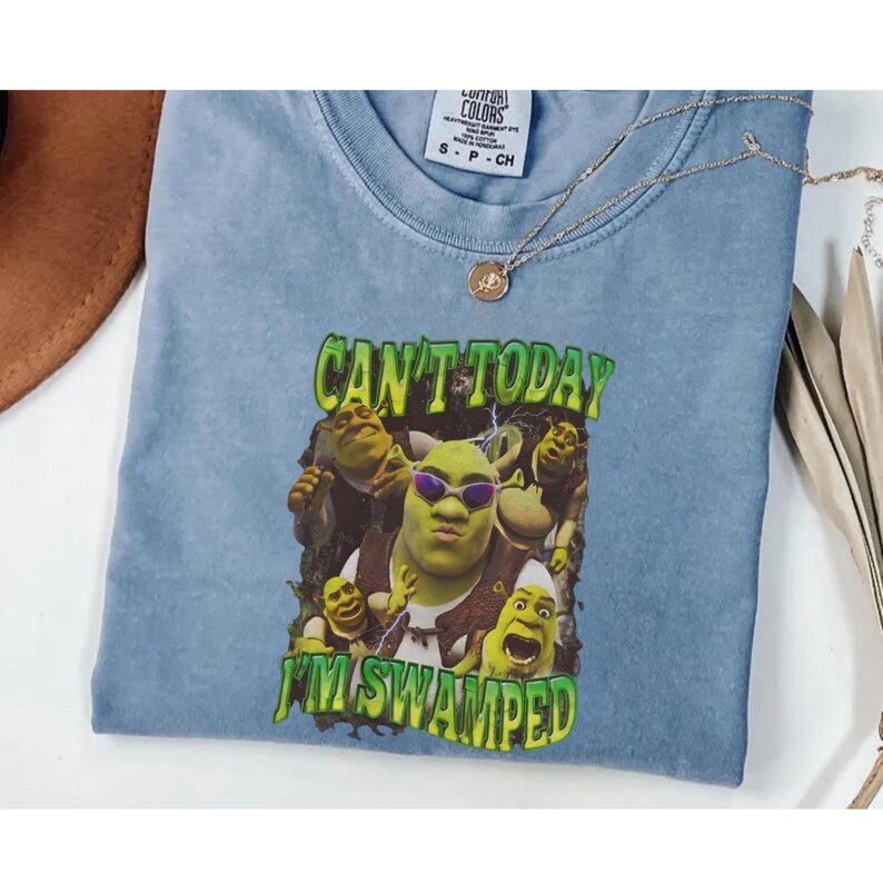 Comfort Colors Funny Shrek Meme Shirt: Can't Today I'm Swamped - Etsy