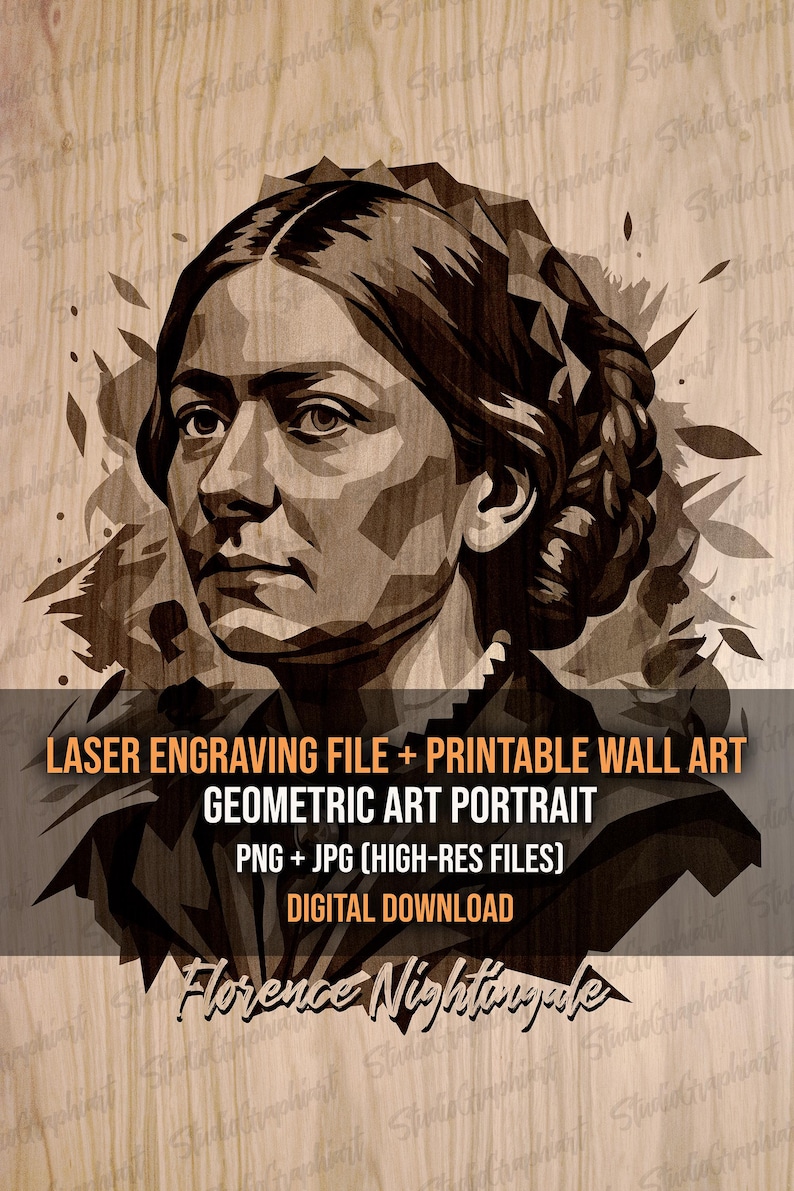 Florence Nightingale Inspired Laser Engraving File | Monochrome ...