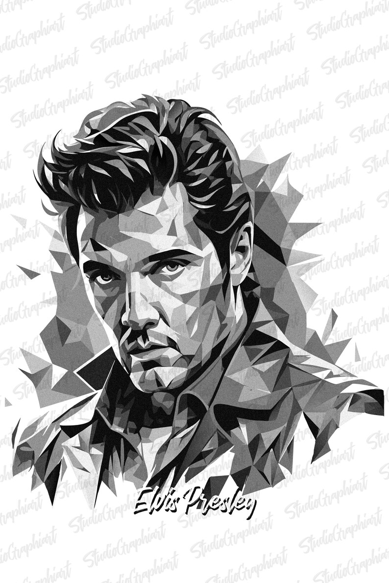 Elvis Presley Inspired Laser Engraving File | Monochrome Geometric WPAP ...