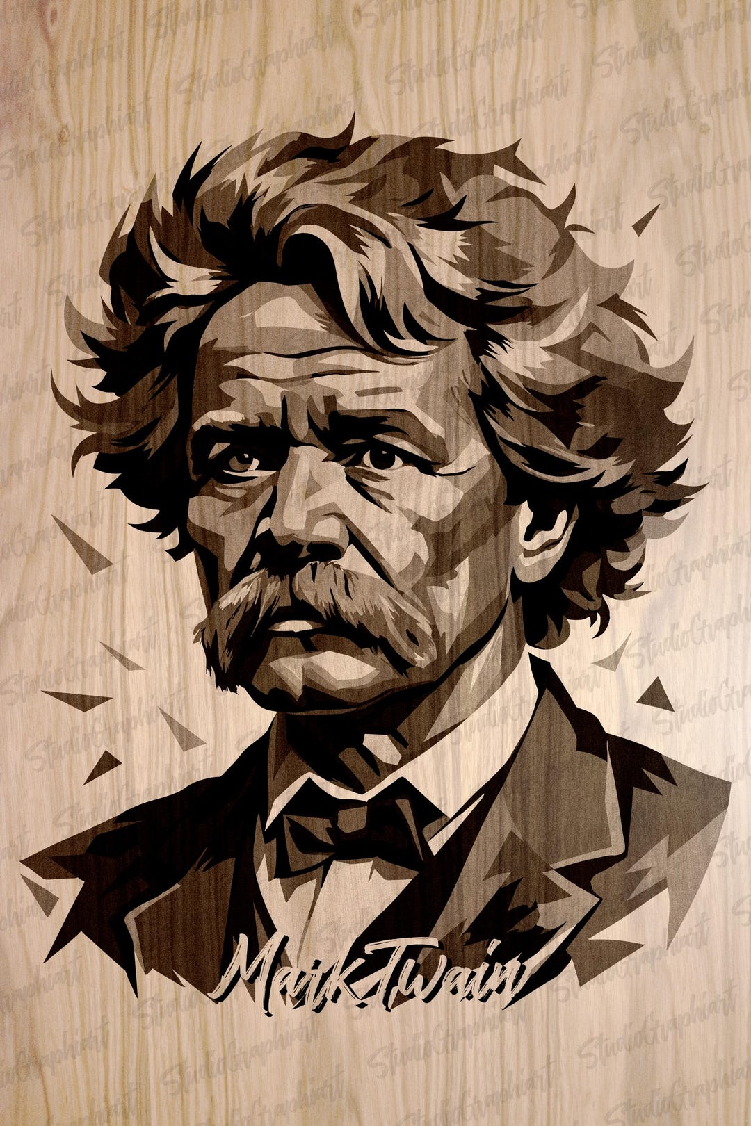Mark Twain Laser Engraving Files | Geometric WPAP Pop Art Portrait ...