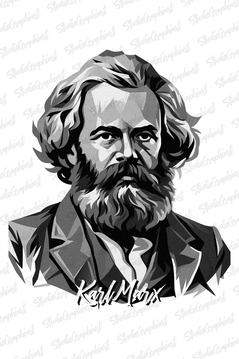 Karl Marx Inspired Laser Engraving File | Monochrome Geometric WPAP Pop ...
