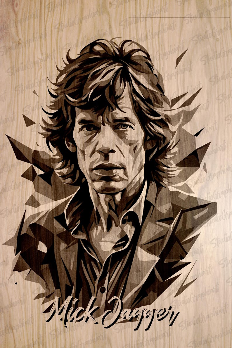 Mick Jagger Inspired Laser Engraving File | Monochrome Geometric WPAP ...