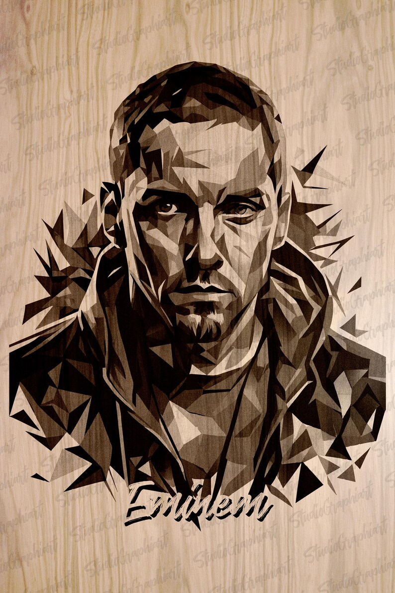 Eminem Laser Inspired Laser Engraving File | Monochrome Geometric WPAP ...
