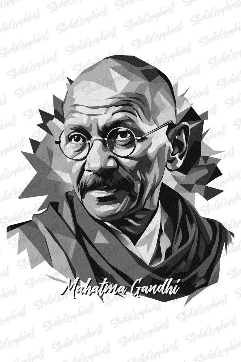 Mahatma Gandhi Inspired Laser Engraving File | Monochrome Geometric ...
