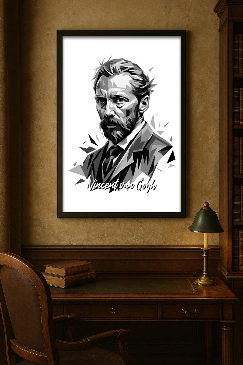 Vincent Van Gogh Inspired Laser Engraving File | Monochrome Geometric ...