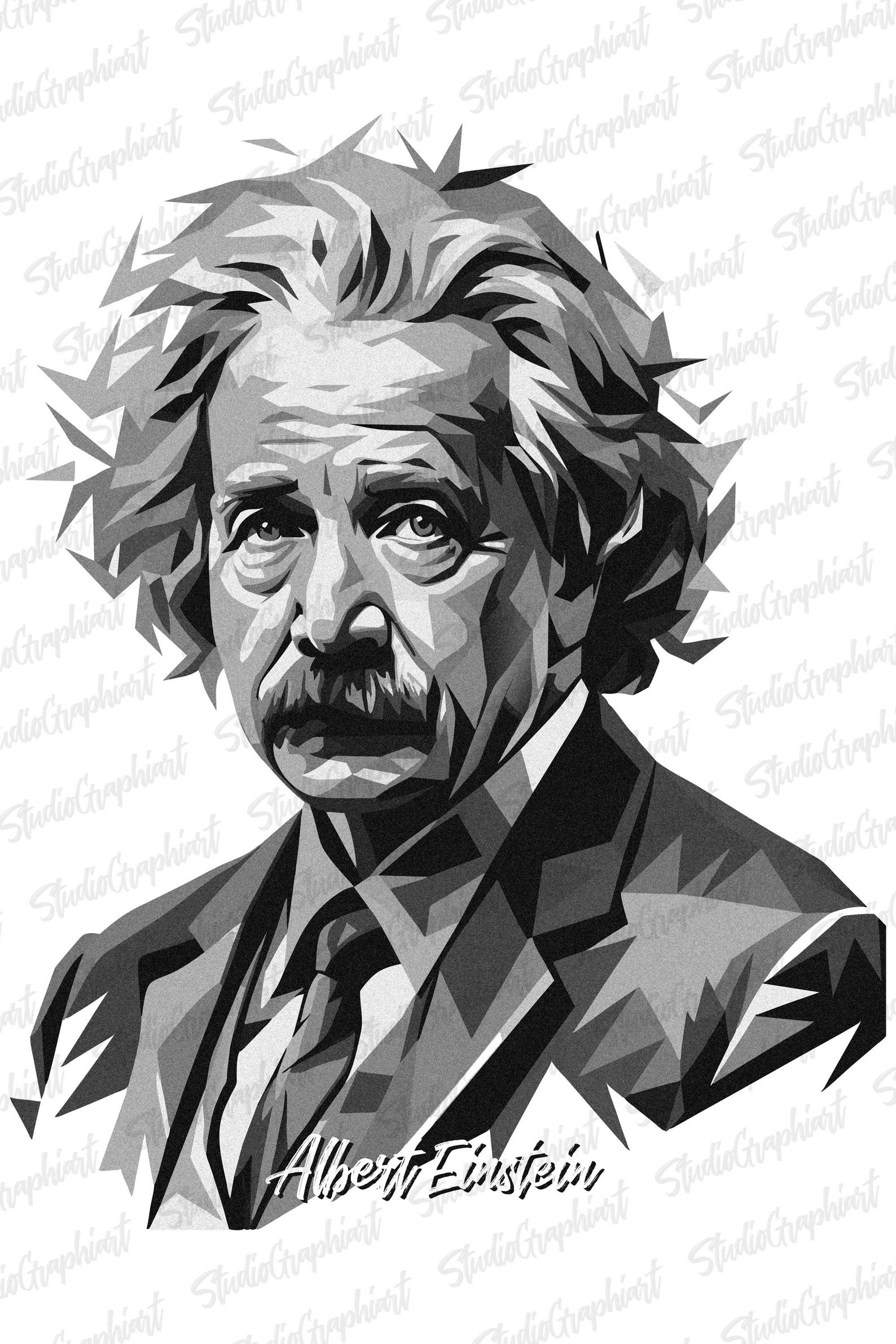 Albert Einstein Laser Engraving Files, Geometric WPAP Pop Art Portrait, PNG Clipart Digital ...