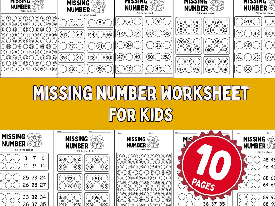 Missing Number 1-100 Worksheet, Math Activity, Counting up to 100,practice for Preschool-1st ...