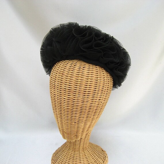 Vintage Ladies Hat Black Mesh Frilly Pillbox Norman-paulvin | Etsy