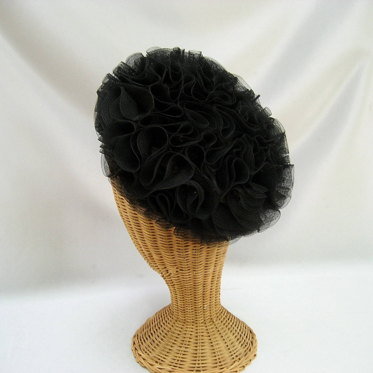 Vintage Ladies Hat Black Mesh Frilly Pillbox Norman-paulvin - Etsy